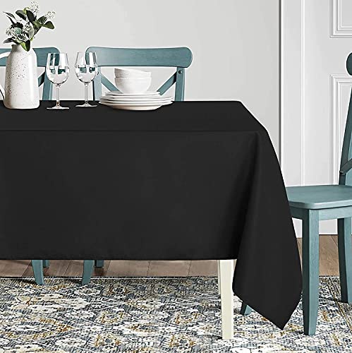 6-Pack Plastic Tablecloth Disposable Rectangle Table Covers 54 Inch. x 72 Inch. Rectangle Table Cover Decorative Fabric Table Cover for Dining Table, Buffet Parties and Camping (Black)