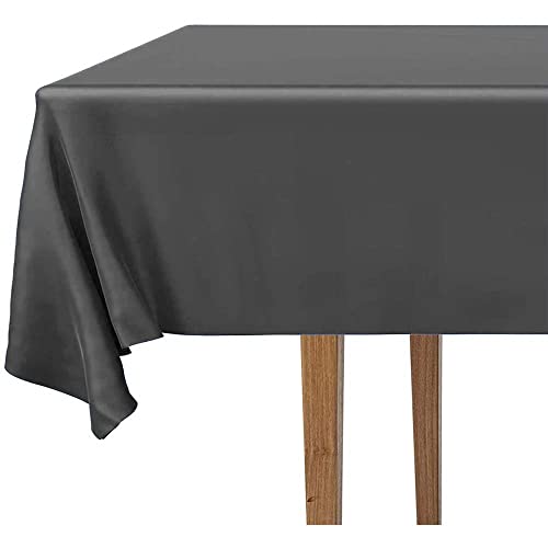 6-Pack Plastic Tablecloth Disposable Rectangle Table Covers 54 Inch. x 72 Inch. Rectangle Table Cover Decorative Fabric Table Cover for Dining Table, Buffet Parties and Camping (Black)