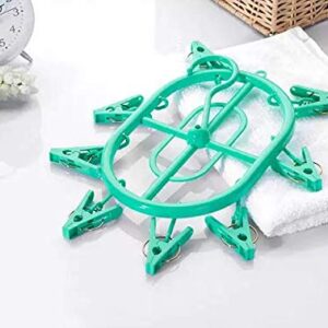 NL Lake Tian Laundry Hangers with 8 Clips, Fordable Laundry Drying Rack Three Colors (Green)