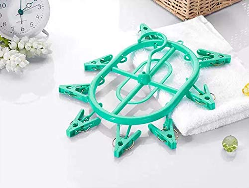 NL Lake Tian Laundry Hangers with 8 Clips, Fordable Laundry Drying Rack Three Colors (Green)