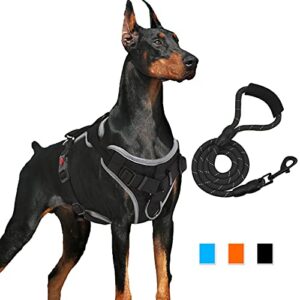 supet dog harness no pull, dog vest harness with dog leash, no choke dog harness adjustable reflective heavy duty pet harness with easy control handle for small medium large dog