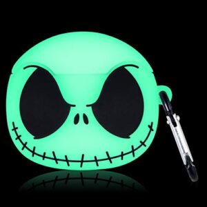 Jowhep Case for AirPod Pro 2019/Pro 2 Gen 2022 Cartoon Cute Silicone Cover with Keychain Fashion Funny Soft Skin for Air Pods Pro Girls Boys Kids Shell Cases for AirPods Pro Luminous Skull