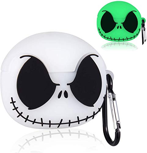 Jowhep Case for AirPod Pro 2019/Pro 2 Gen 2022 Cartoon Cute Silicone Cover with Keychain Fashion Funny Soft Skin for Air Pods Pro Girls Boys Kids Shell Cases for AirPods Pro Luminous Skull