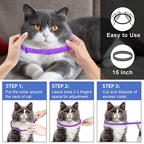 Purple Flea and Tick Collar for Cats & Kittens, Cat Flea Collar 2 Pack Made with Plant Based Essential Oil, 8-Month Natural Flea and Tick Prevention Treatment and Protection