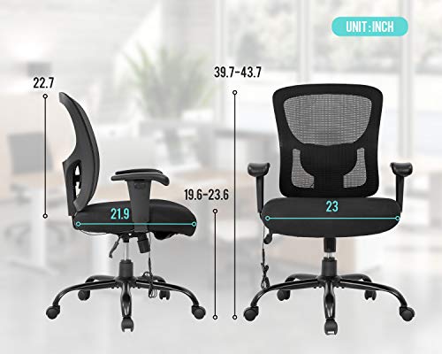 Big and Tall Office Chair 400lbs Wide Seat Mesh Desk Chair Massage Rolling Swivel Ergonomic Computer Chair with Lumbar Support Adjustable Arms Task Chair for Heavy People