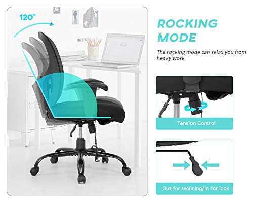 Big and Tall Office Chair 400lbs Wide Seat Mesh Desk Chair Massage Rolling Swivel Ergonomic Computer Chair with Lumbar Support Adjustable Arms Task Chair for Heavy People