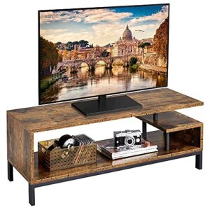 yaheetech industrial tv stand for tvs up to 55 inch, media console table with storage shelves for living room, home entertainment center for small space, 42 x 16 x 16 inches, rustic brown