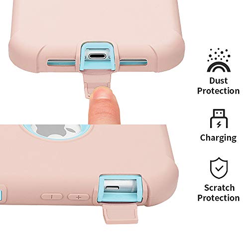 Sansunto for iPhone XR Case Pink, Silicone Durable Protective Heavy Duty Full Body Defender Shockproof Hybrid Hard PC & Soft Bumper Cover for Phone XR 6.1 inch (Grapefruit/Teal)