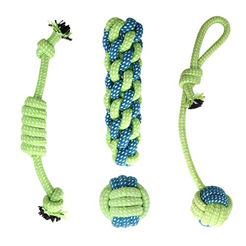 Depets 4PCS Dog Rope Toy, Assorted Pet Rope Chew Toys, Durable Rope Knot Dog Toy, Puppy Teething Playing Toys for Small Dogs Puppies