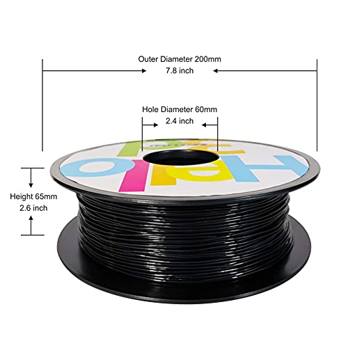 HELLO3D Black TPU Flexible 3D Filament, TPU Flexible Elastomer 3D Filament 1.75mm, 1.76LB per Spool