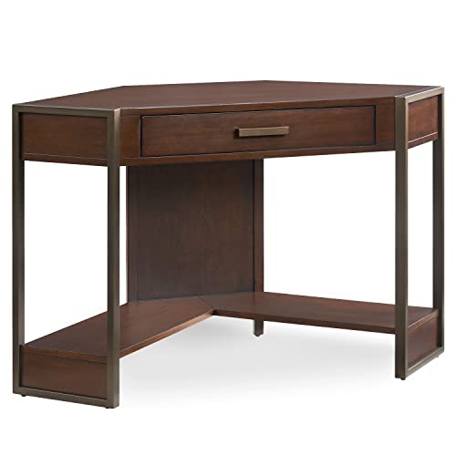 Leick Home Riley Holliday Computer Desk with Dropfront Keyboard Drawer, Furniture, Espresso/Gold