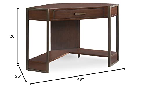 Leick Home Riley Holliday Computer Desk with Dropfront Keyboard Drawer, Furniture, Espresso/Gold