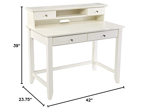 SEI Furniture Barberry w/Storage Secretary Desk, White