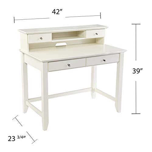 SEI Furniture Barberry w/Storage Secretary Desk, White