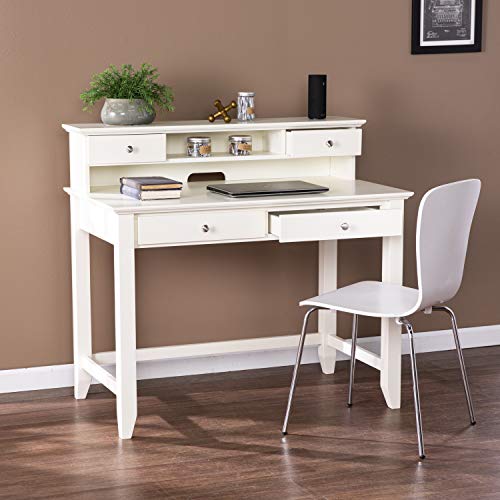 SEI Furniture Barberry w/Storage Secretary Desk, White