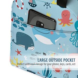 Lunch Bag for Kids, Cute Insulated Kids Lunch Box Container Reusable Cooler Lunch Tote Bag for Children Girls and Boys, School Picnic Travel Outdoors(Sky Blue with Whale)