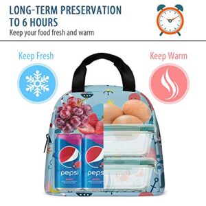 Lunch Bag for Kids, Cute Insulated Kids Lunch Box Container Reusable Cooler Lunch Tote Bag for Children Girls and Boys, School Picnic Travel Outdoors(Sky Blue with Whale)