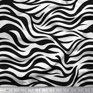 Soimoi Black Cotton Canvas Fabric Wild Animal Skin Printed Craft Fabric by The Yard 44 Inch Wide