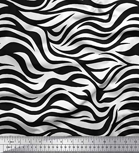 Soimoi Black Cotton Canvas Fabric Wild Animal Skin Printed Craft Fabric by The Yard 44 Inch Wide