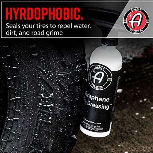 Adam's Graphene Tire Dressing - Deep Black Finish W/Graphene Non Greasy Car Detailing | Use W/Tire Applicator After Tire Cleaner & Wheel Cleaner | Ceramic Coating Like Tire Protection (16oz)