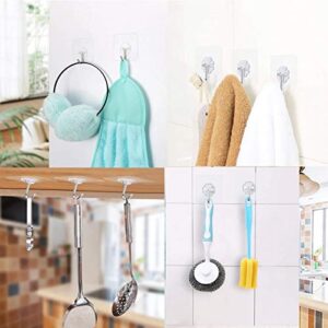 48Pcs Adhesive Hooks 22lb(Max) Heavy Duty Wall Hooks Waterproof Oilproof Utility Hooks Clear Reusable Strong Sticky Self Adhesive Hooks Coat Hat Towel Hanger for Bathroom Shower Kitchen Door