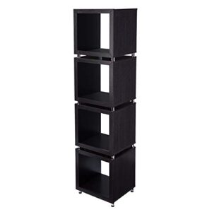 sei furniture portgren 4-tier bookshelf, dark espresso/chrome