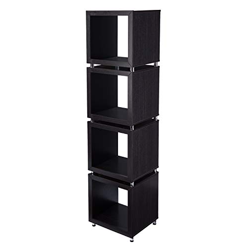 SEI Furniture Portgren 4-Tier Bookshelf, Dark Espresso/Chrome