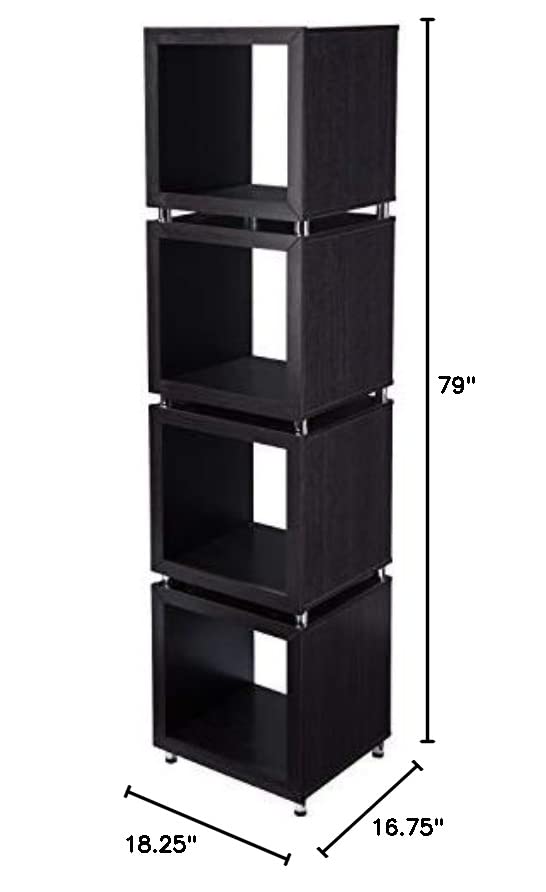 SEI Furniture Portgren 4-Tier Bookshelf, Dark Espresso/Chrome