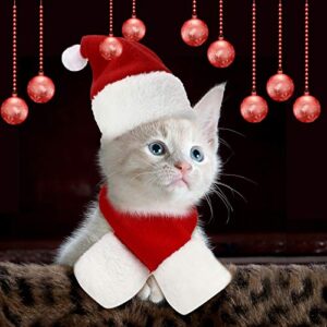 3 Sets Cat Santa Hat with Scarf Christmas Pet Outfit Adjustable Pet Costume Set Pet Santa Clause Apparel Puppy Dog Santa Hat New Year