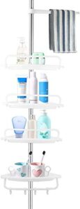 corner shower shelves, 4-tier bathroom shower caddy bathroom height 63" -118" adjustable telescopic shower shelf shower corner rack for shampoo soap tower