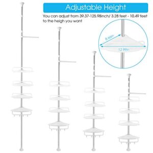 Corner Shower Shelves, 4-Tier Bathroom Shower Caddy Bathroom Height 63" -118" Adjustable Telescopic Shower Shelf Shower Corner Rack for Shampoo Soap Tower