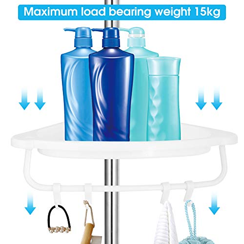 Corner Shower Shelves, 4-Tier Bathroom Shower Caddy Bathroom Height 63" -118" Adjustable Telescopic Shower Shelf Shower Corner Rack for Shampoo Soap Tower