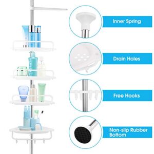 Corner Shower Shelves, 4-Tier Bathroom Shower Caddy Bathroom Height 63" -118" Adjustable Telescopic Shower Shelf Shower Corner Rack for Shampoo Soap Tower