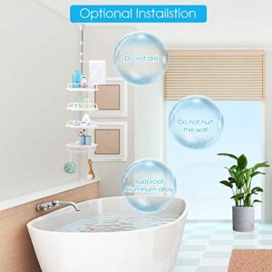 Corner Shower Shelves, 4-Tier Bathroom Shower Caddy Bathroom Height 63" -118" Adjustable Telescopic Shower Shelf Shower Corner Rack for Shampoo Soap Tower