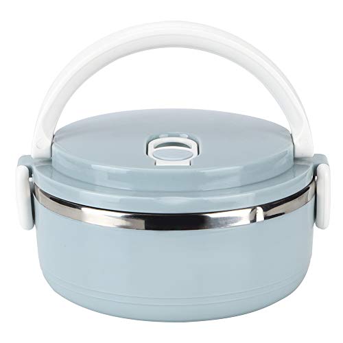 Yosoo 0.7L Capacity Lunch Box, Portable Stainless Steel Blue Thermal Insulated Rice Noddles Lunch Box Good Sealing Food Container with Air Hole (Single Layer)