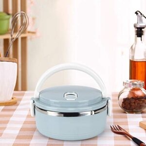 Yosoo 0.7L Capacity Lunch Box, Portable Stainless Steel Blue Thermal Insulated Rice Noddles Lunch Box Good Sealing Food Container with Air Hole (Single Layer)