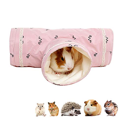 Amakunft Guinea Pig Tunnels and Tubes, Guinea Pig Hideaway Play Toy, Tunnel for Hedgehog, Hamster, Mice, Rats, Gerbil Rat, Squirrel (Pink)