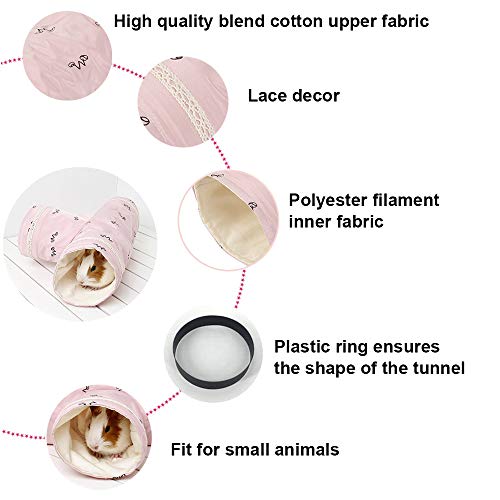 Amakunft Guinea Pig Tunnels and Tubes, Guinea Pig Hideaway Play Toy, Tunnel for Hedgehog, Hamster, Mice, Rats, Gerbil Rat, Squirrel (Pink)