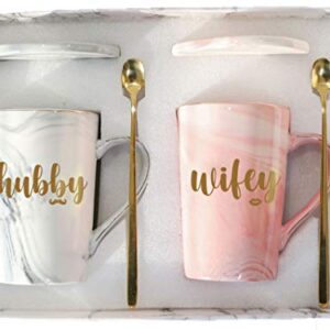 Wifey and Hubby Coffee Mugs Set Hubby Wifey Mugs Hubby and Wifey Gifts Wifey and Hubby Gifts Mr Mrs Gifts Husband Wife Mugs Engagement Wedding Anniversary Valentines Day Gifts for Couple 14 Ounce