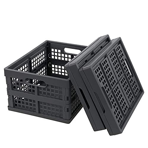 Yarebest 15 Liter Collapsible Crates, Plastic Folding Basket Bins Set of 3