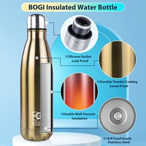 BOGI 25oz Insulated Water Bottle Double Wall Vacuum Stainless Steel Water Bottles, Leak Proof Metal Sports Water Bottle Keeps Drink Hot and Cold-Perfect for Outdoor Sports Camping Biking (Champagne)