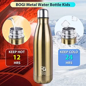 BOGI 25oz Insulated Water Bottle Double Wall Vacuum Stainless Steel Water Bottles, Leak Proof Metal Sports Water Bottle Keeps Drink Hot and Cold-Perfect for Outdoor Sports Camping Biking (Champagne)