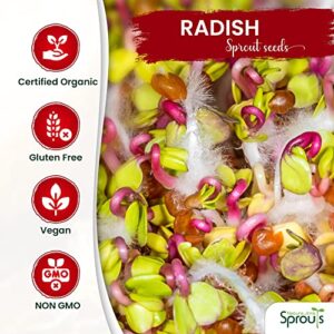 Nature Jims Radish Sprout Seeds – 16 Ounce Organic Sprouting Seeds – Non-GMO Premium Radish Seeds – Resealable Bag for Longer Freshness – Rich in Vitamins, Minerals, Fiber