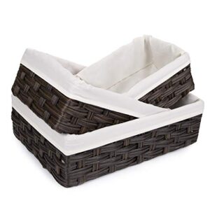 yarlung 3 pack woven storage basket, handmade poly-wicker decorative shelf basket organizing bin nesting basket for home storage, bedroom, toilet tank, 3 sizes