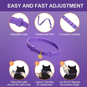 4 Pcs Calming Cats Collar Adjustable Cat Calm Collar Lavender Scent Relaxing Cat Collar with 2 Pendant for Puppies Cats Reduce Stress Aggression Anxious, up to 15 Inches (Purple, Gold)