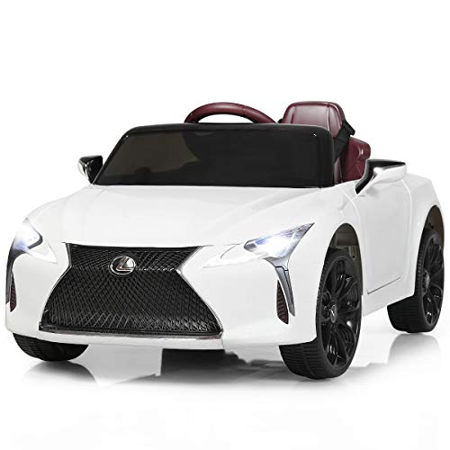 Costzon Ride on Car, Licensed Lexus LC500, 12V Battery Powered Car w/Remote Control, 3 Speed, LED Lights, Horn, MP3&USB, Slow Start, Spring Suspension, Electric Vehicle for Boys& Girls (White)