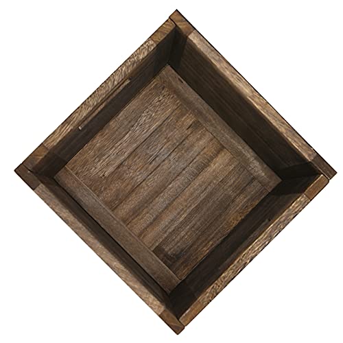 Y&ME YM Wood Storage Bins, Rustic Brown Decorative Wood Storage Box Wood Crates Container Cube Basket Bins Organizer for Home,Office,Closet,Shelf, 11” x 11” x 11”