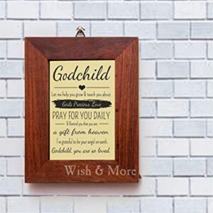 Christening Baptism Gift - Prayer Bible Verse Engraved on Framed Brass Gold Metal Plate, Spiritual Goddaughter Godson Godchild Gift - Christening Keepsake Holy Spirit