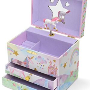 Jewelkeeper Unicorn Music Box & Little Girls Jewelry Set - 3 Unicorn Gifts for Girls - Unicorn Jewelry Box for Girls - Music Boxes for Girls