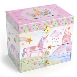 Jewelkeeper Unicorn Music Box & Little Girls Jewelry Set - 3 Unicorn Gifts for Girls - Unicorn Jewelry Box for Girls - Music Boxes for Girls